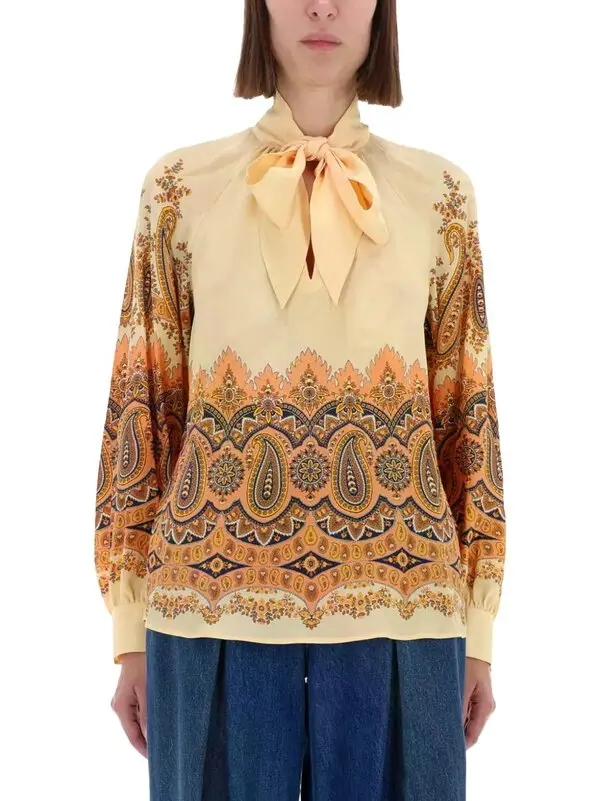 Etro Paisley-pattern Bow Blouse - Neutrals