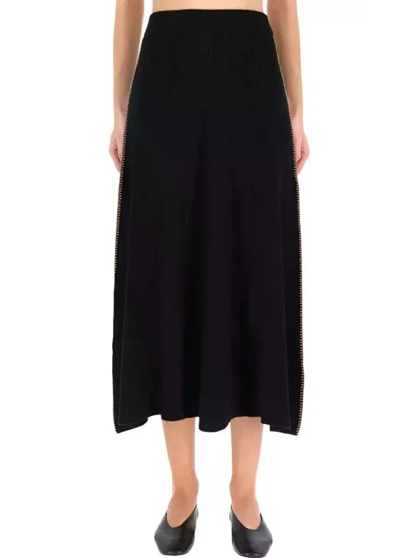 Paul Smith Ribbed-trim Midi Skirt - Black