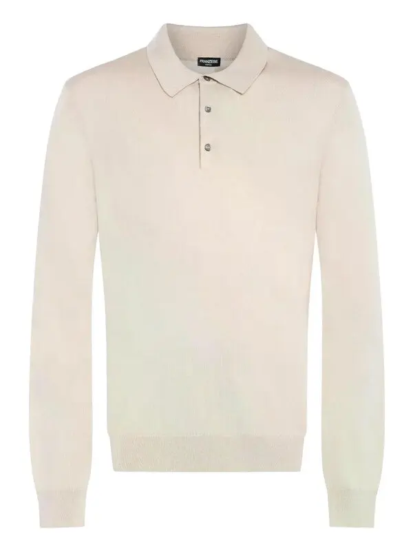 FRANZESE COLLECTION Buttoned Ribbed Polo Shirt - Neutrals
