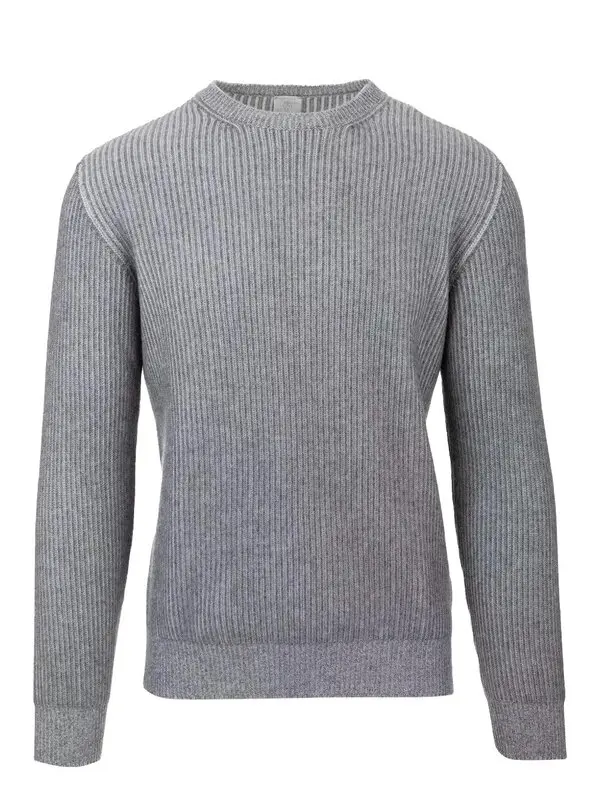 Eleventy Crew-neck Ribbed Sweater - Grey