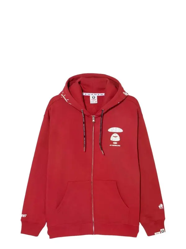 AAPE BY *A BATHING APE® Moonface Zip Up Hoodie - Red