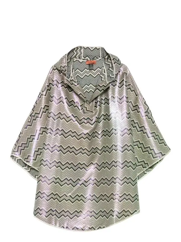 Missoni Hooded Chevron-pattern Cape - Green