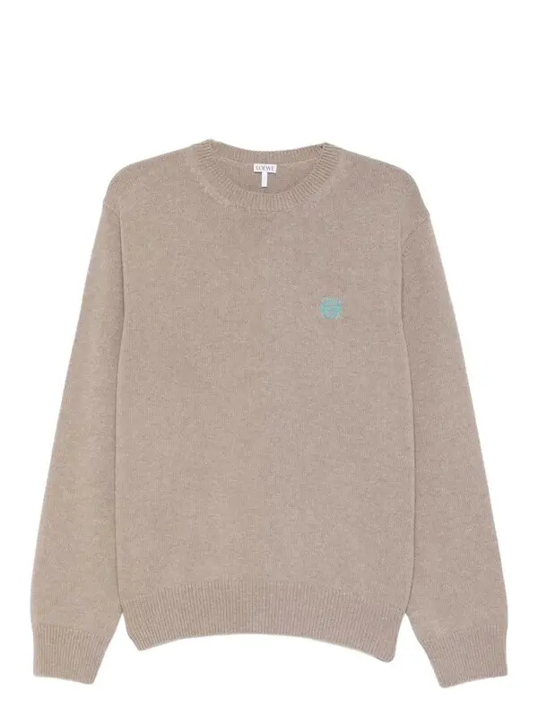 Loewe Logo-embroidered Crew-neck Sweater - Grey