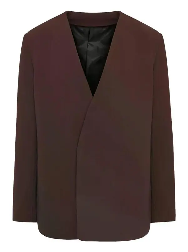 HAMZA 247 V-neck Concealde-fastening Blazer - Brown