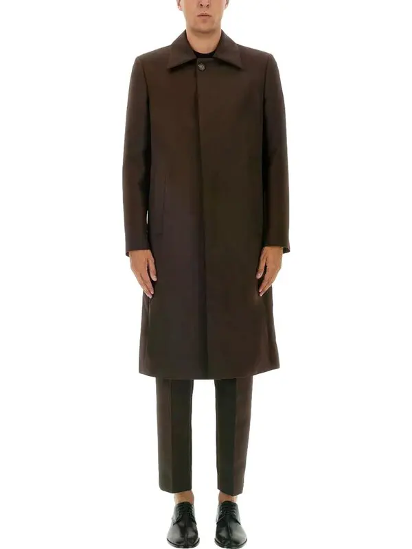 MAISON MARGIELA Pocket Single-breasted Coat - Brown