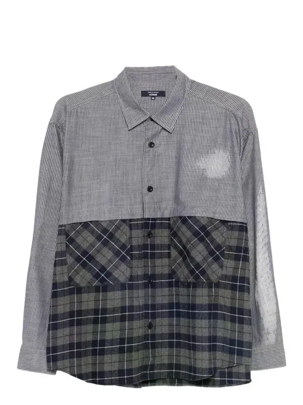 Comme Des Garçons Striped Plaid Shirt - Grey