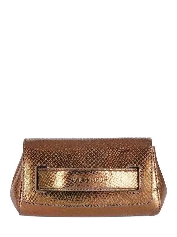 ORTIGNI Mini Gossip Metallic Clutch - Brown