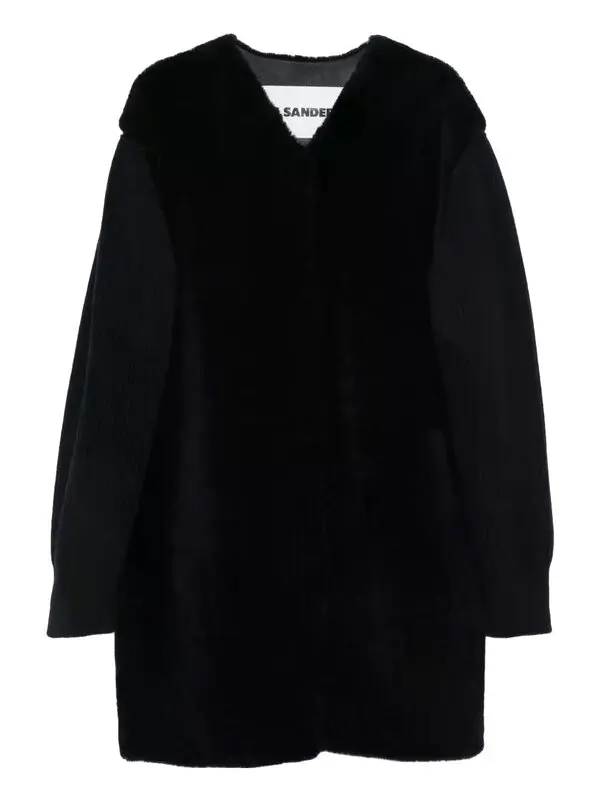 JIL SANDER Ribbed Lamb Fur Coat - Blue
