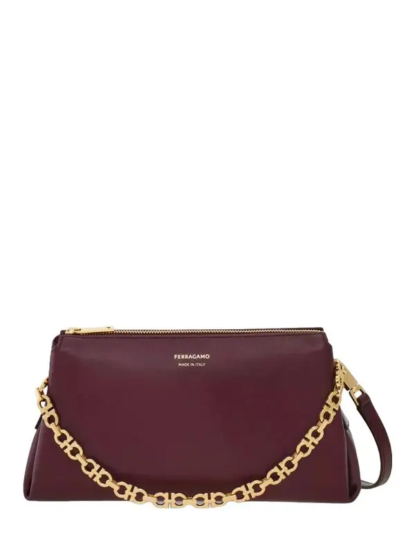 FERRAGAMO Embossed Logo Chain Mini Bag - Red