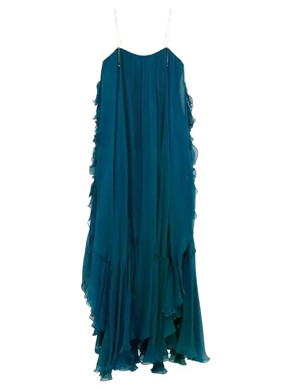 Chloé Ruffled Silk Dress - Green