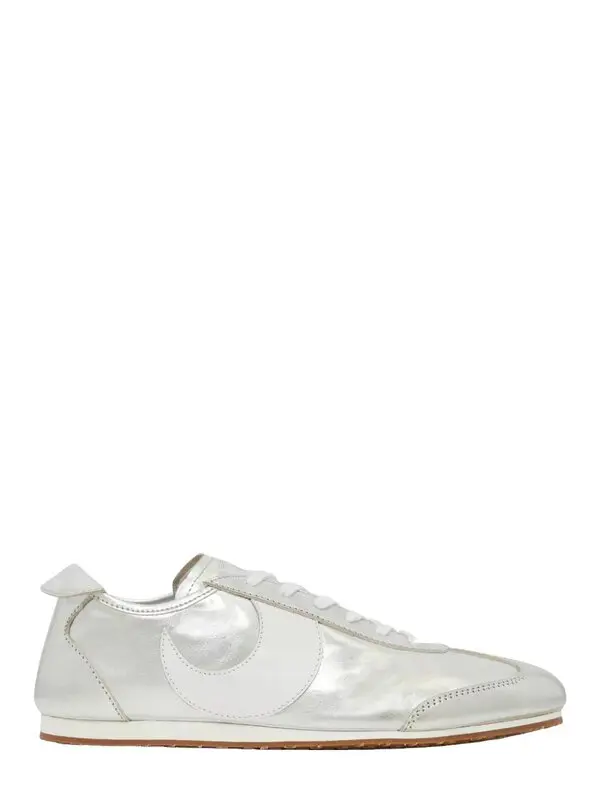 MARINE SERRE Astra Metallic-effect Leather Sneakers - Grey