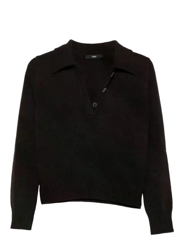 SAPIO Polo-collar Sweater - Brown