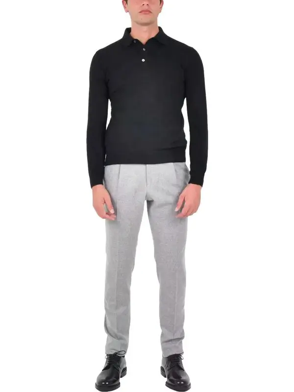 FRANZESE COLLECTION Ribbed Polo Shirt - Black