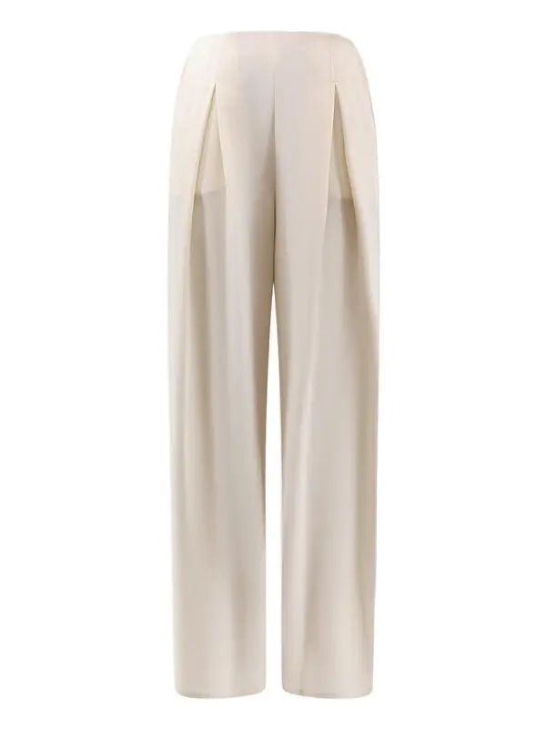 Max Mara Silk Blend Wide Leg Pleated Trousers - White