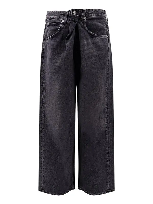 AGOLDE Vana Fold Wide Leg Jeans - Black