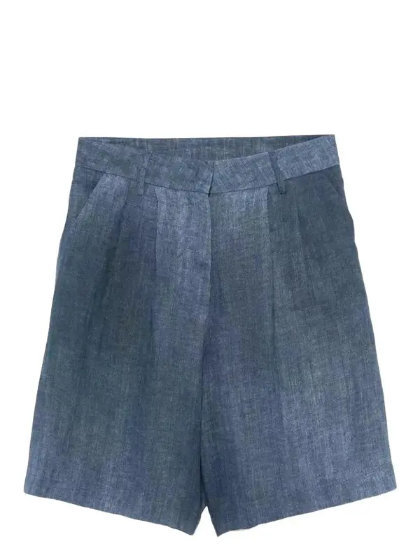 MERCI Belt Loops Denim Shorts - Blue