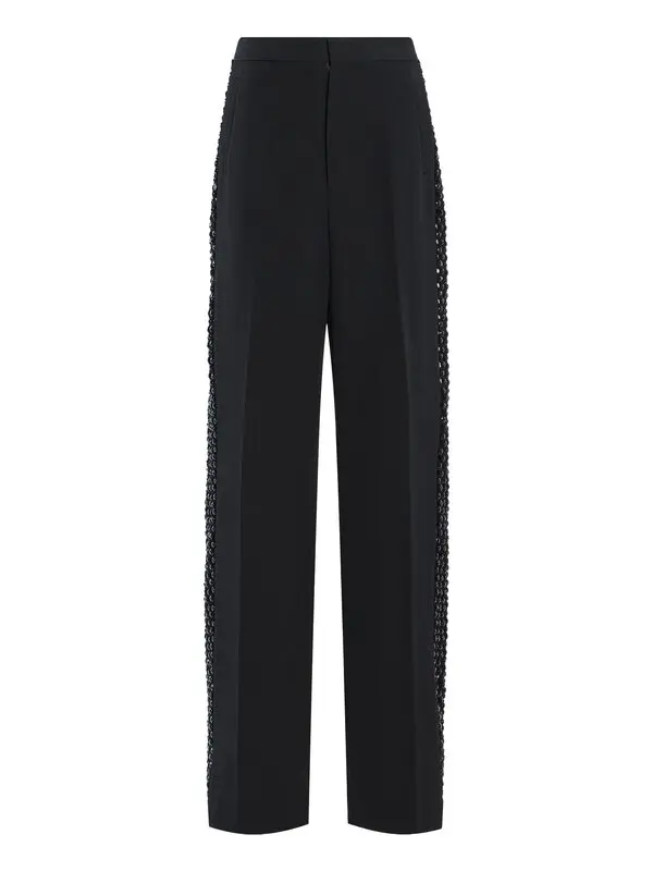 DIOTIMA Crystal-embellished Wool Wide-leg Pants - Black