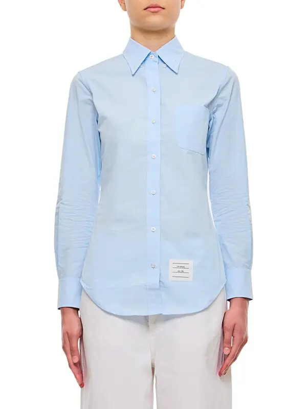 Thom Browne Classic Shirt With Collar - Sky Blue