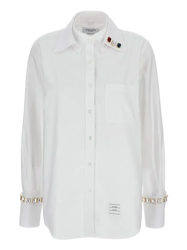 Thom Browne Shirt With Swarovski Crystals - White