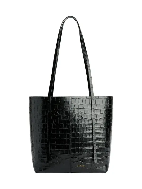 BY MALENE BIRGER Abilso Croco Leather Tote - Black