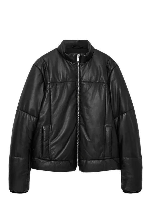 ALLSAINTS Leather Furse Puffer Jacket - Black