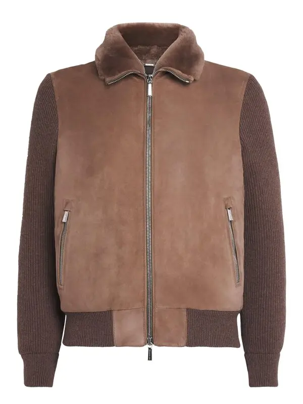 MOORER Shearling Down Campiglio Bomber Jacket - Grey