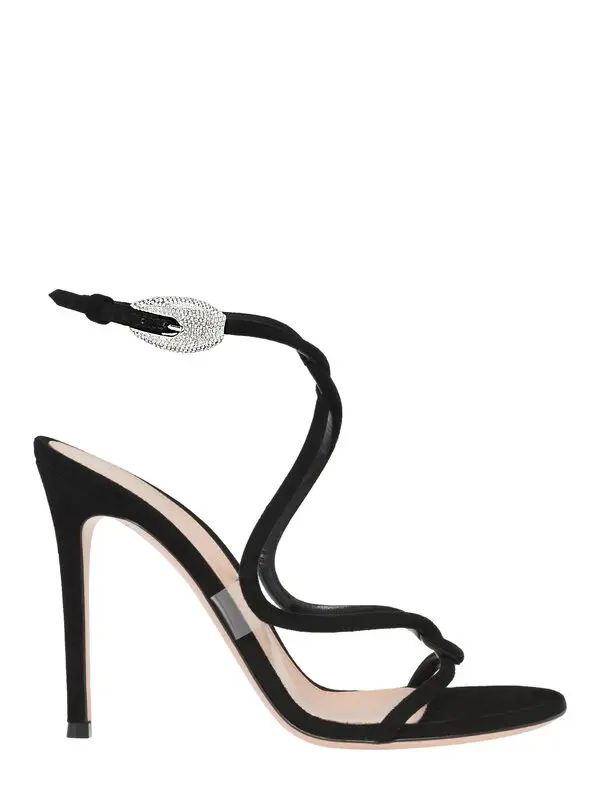 GIANVITO ROSSI Mamba Crystal Sandals - Black - Suede