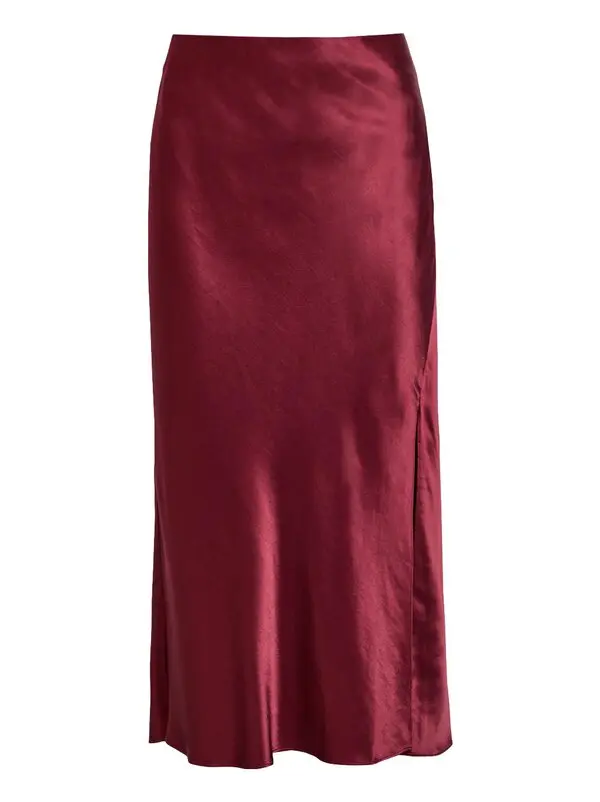 Rails Maya Side Split Satin Skirt - Burgundy