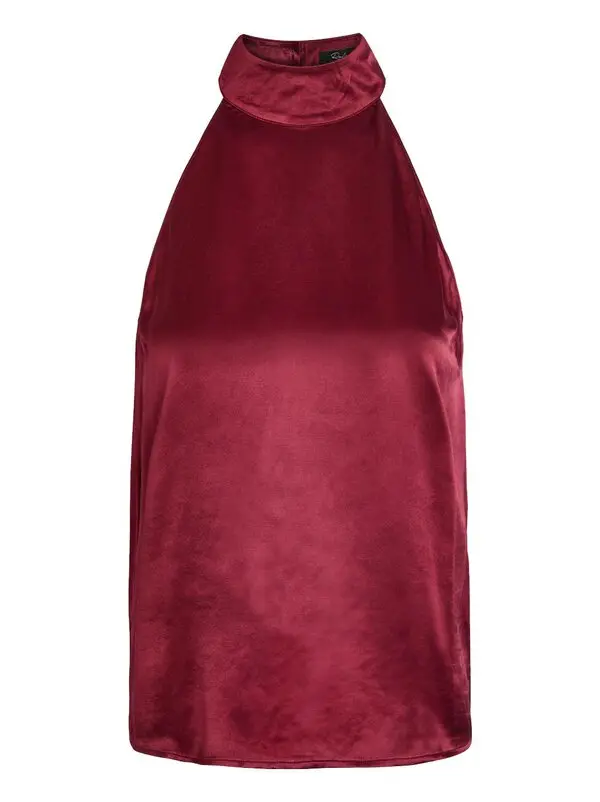 Rails Leah Halterneck Satin Top - Burgundy