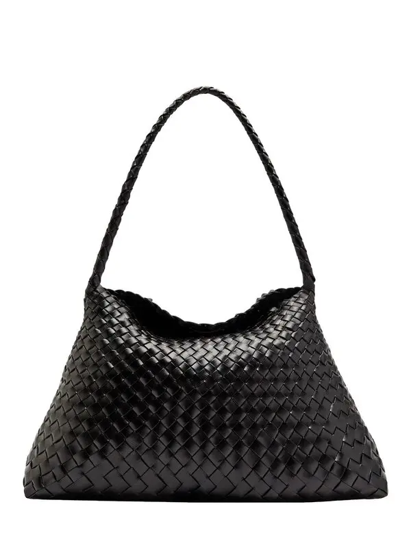 Dragon Diffusion Santa Maria Woven Leather Shoulder Bag - Black