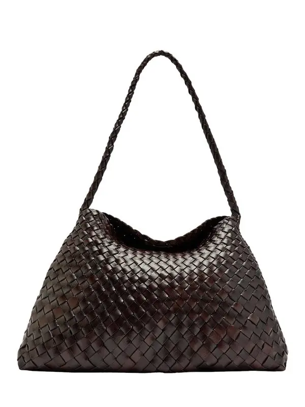 Dragon Diffusion Santa Maria Woven Leather Shoulder Bag - Dark Brown