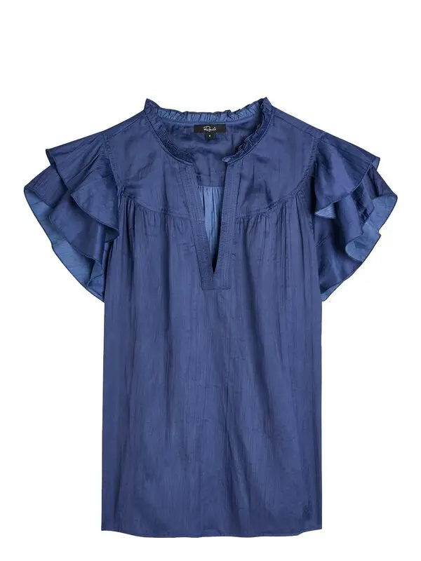 Rails Calista Ruffled Satin Top - Blue