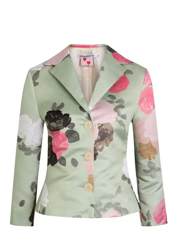 Bernadette Elle Floral-print Satin Jacket - Green