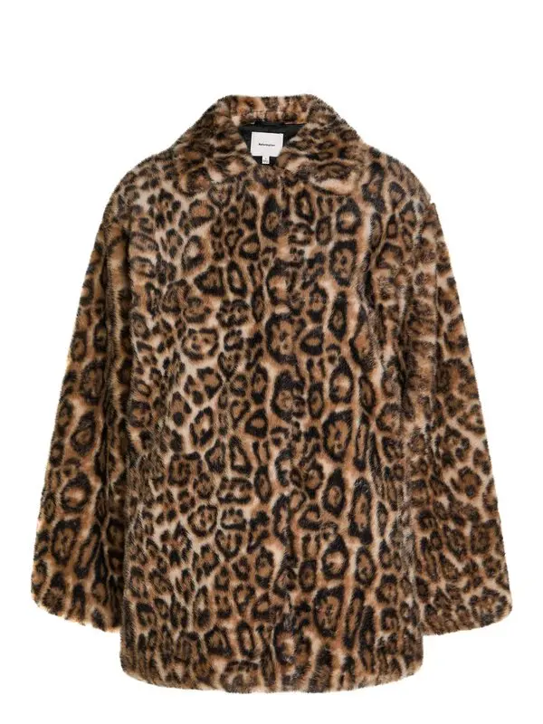 REFORMATION Relaxed Faux Fur Coat - Leopard