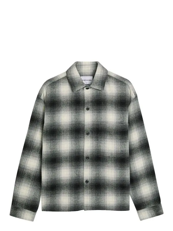 MKI MIYUKI ZOKU Check Box Checked Flannel Overshirt - Off White