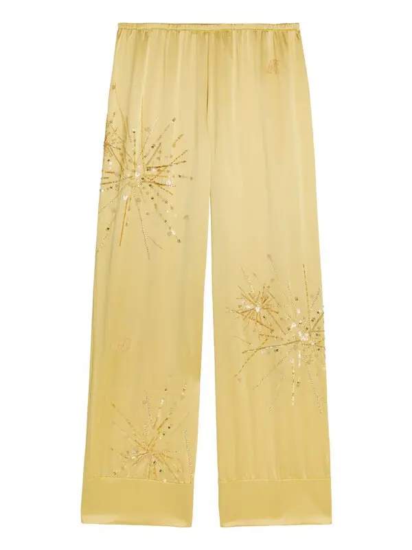 Bernadette Louis Embellished Stretch-silk Trousers - Yellow