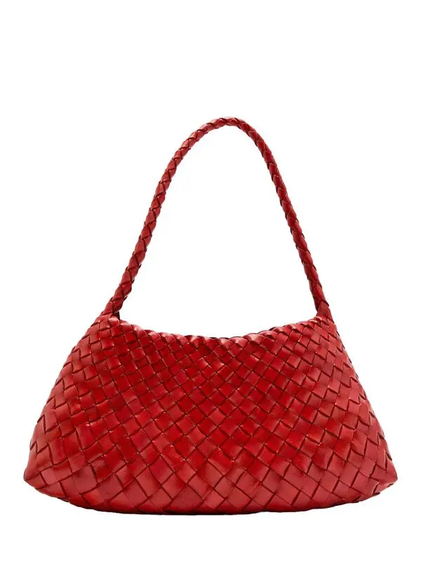 Dragon Diffusion Rosanna Woven Leather Shoulder Bag - Red