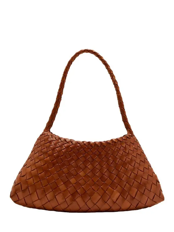 Dragon Diffusion Rosanna Woven Leather Shoulder Bag - Tan