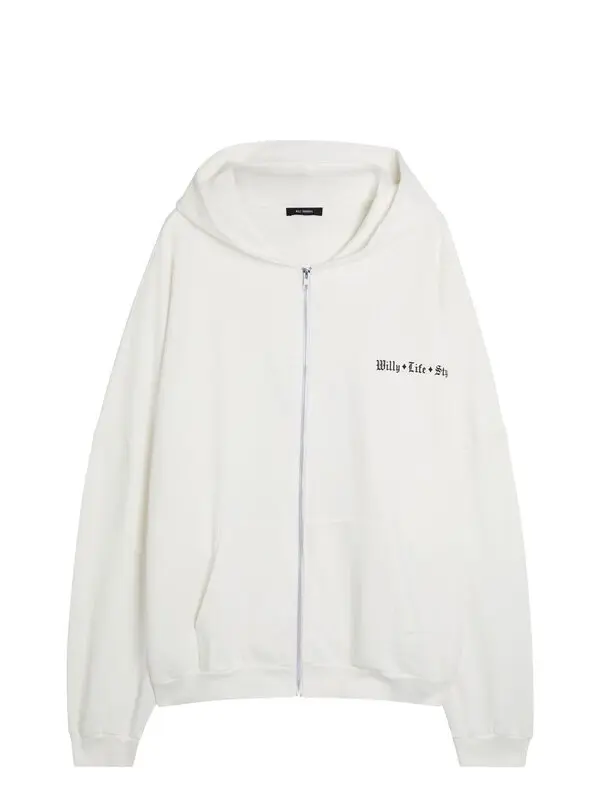 WILLY CHAVARRIA Printed Cotton Hooded Sweatshirt - White