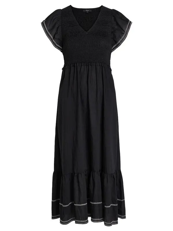 Rails Clementine Shirred Woven Midi Dress - Black
