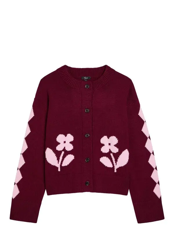 Rails Mavie Embroidered Knit Cardigan - Red