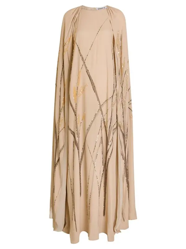 Bernadette Minnie Cape-effect Crepe Maxi Dress - Beige