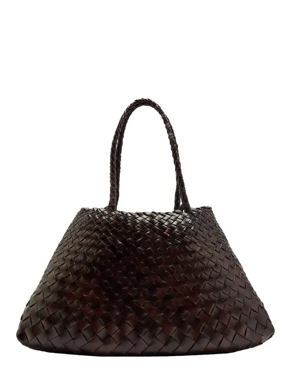 Dragon Diffusion Santa Croce Big Woven Leather Tote Bag - Dark Brown