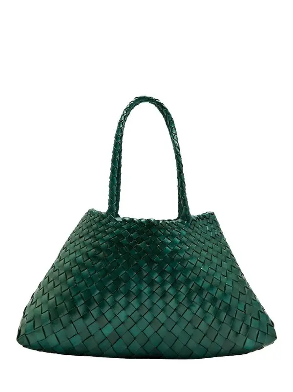 Dragon Diffusion Santa Croce Big Woven Leather Tote Bag - Green