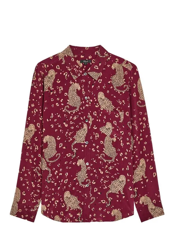 Rails Kate Leopard-print Silk Shirt - Red