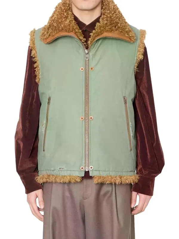 Kolor Dragon-embroidered Shearling Gilet - Brown