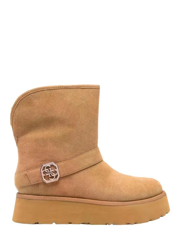 Guess Buckle-strap Platform Boots - Brown