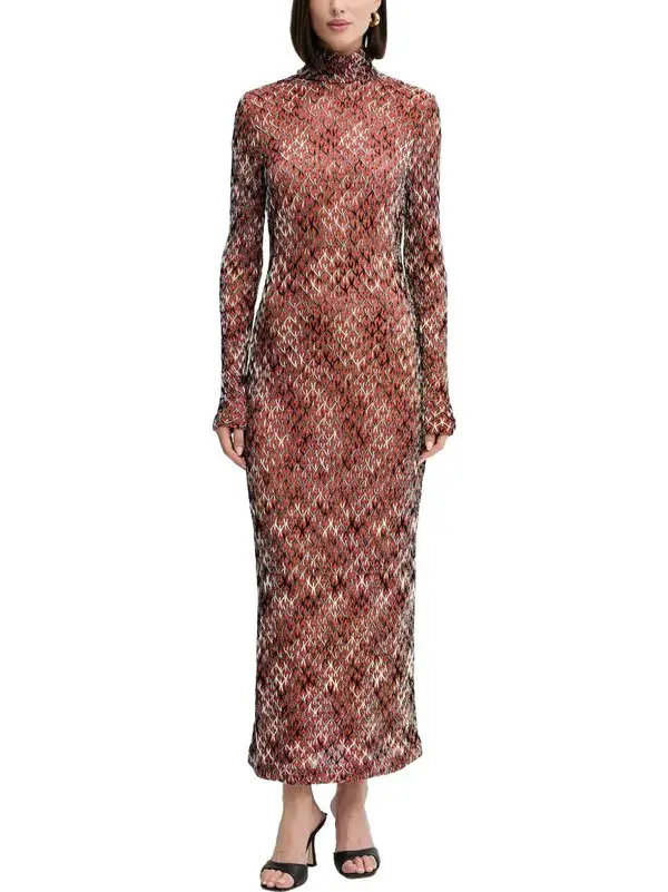 Missoni Patterned Long-sleeve Midi Dress - Brown
