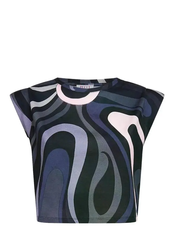 Emilio Pucci Marmo-print Cap-sleeve T-shirt - Black