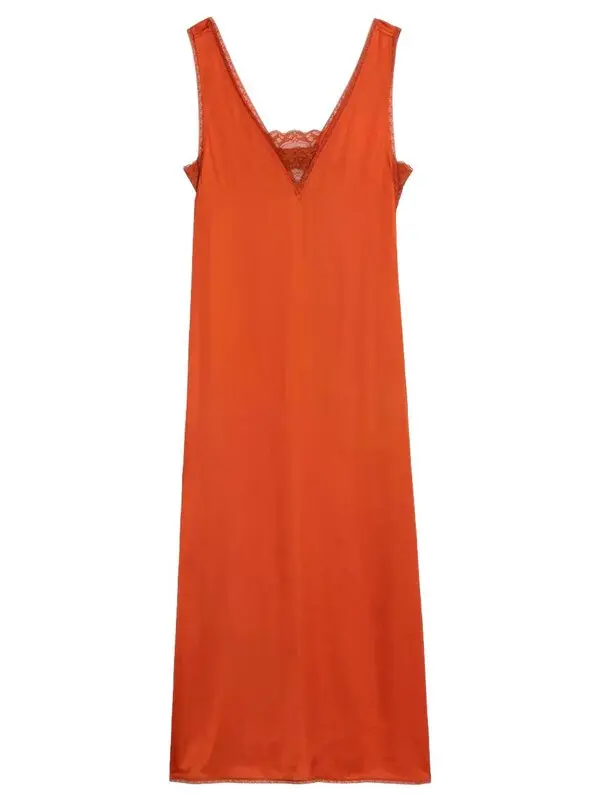 Zadig&Voltaire Renzo Lace-detail Satin Midi Dress - Orange